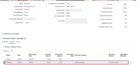 AR Receipt Reversal via Web Service